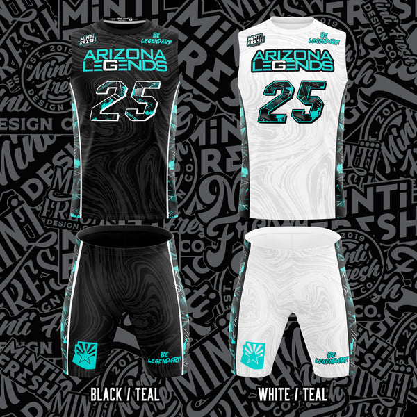 AZ Legends Black Teal & White Teal Jersey Fee – Minti Fresh Design Company
